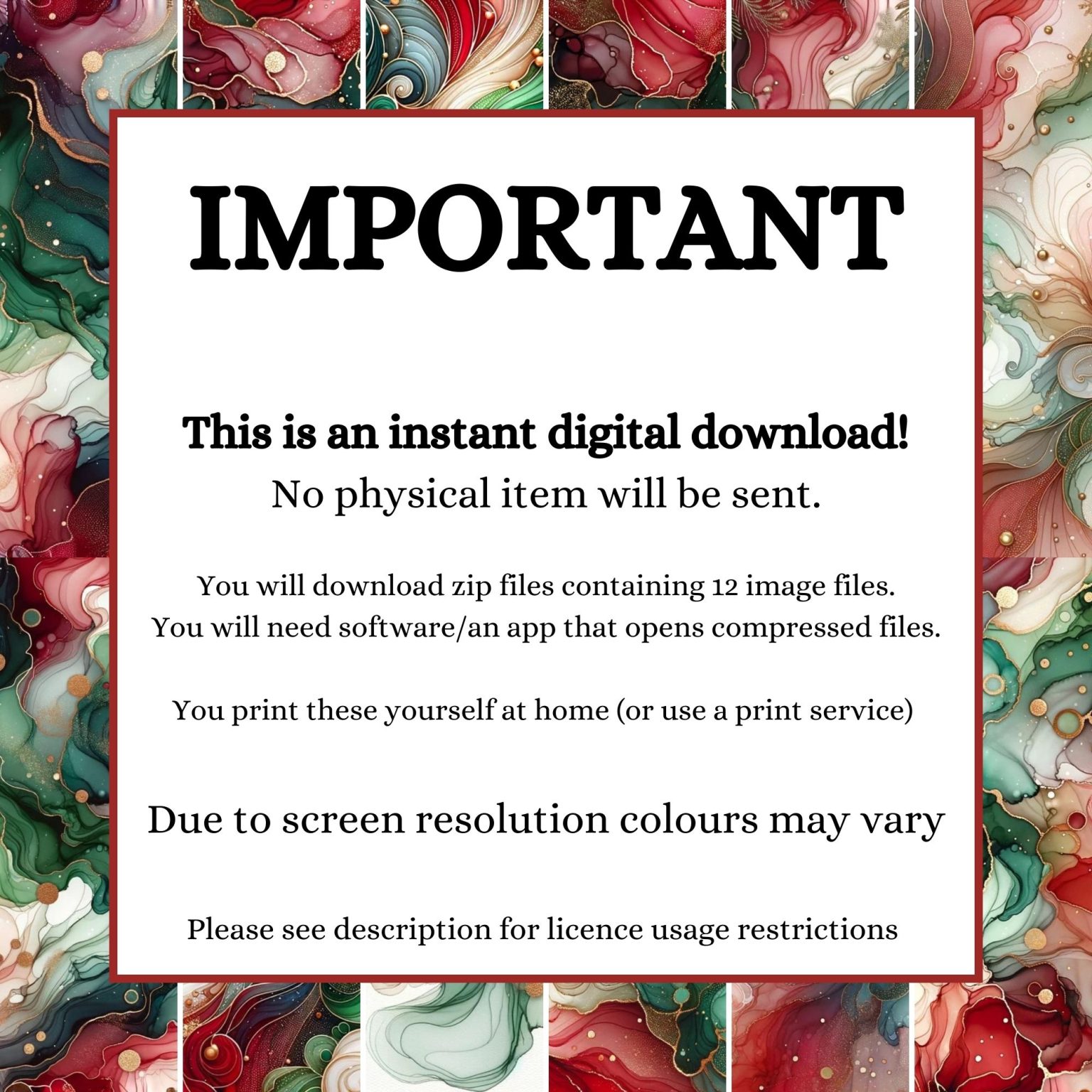 Festive Red & Green Alcohol Ink Digital Papers – Printable Papercraft ...