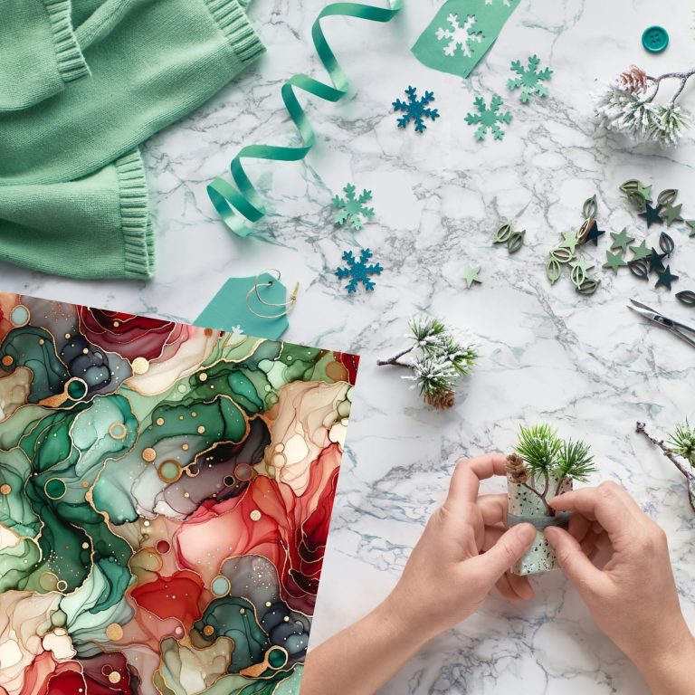 Festive Red & Green Alcohol Ink Digital Papers – Printable Papercraft ...