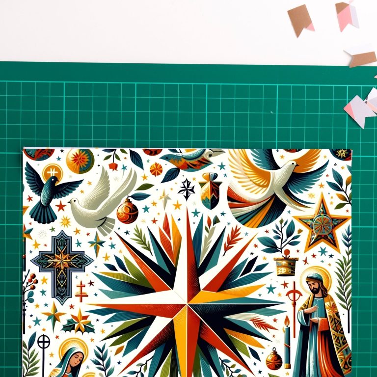 Colorful Christian Folk Art Scrapbook and Decorative Craft Paper ...