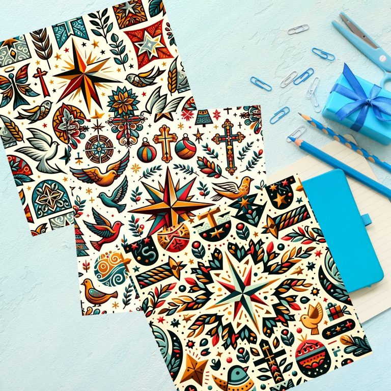 Colorful Christian Folk Art Scrapbook and Decorative Craft Paper ...