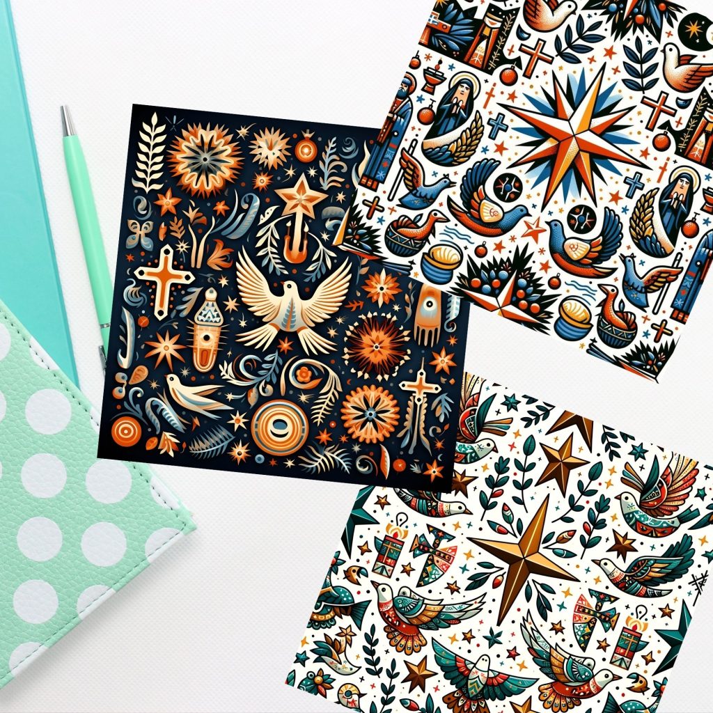 Colorful Christian Folk Art Scrapbook and Decorative Craft Paper ...