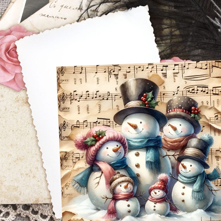 Vintage Watercolor Snowmen Scrapbook & Junk Journal Digital Decorative ...