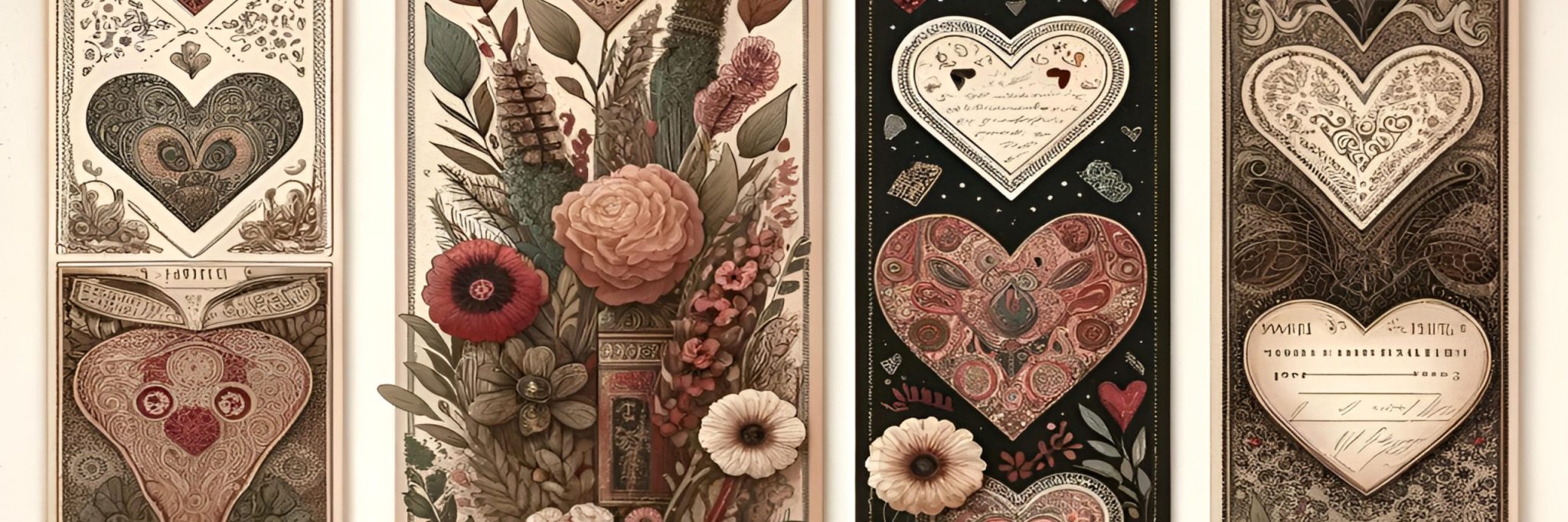 Free Printable Boho Valentines Ephemera Scrapbook Paper - Triplicate