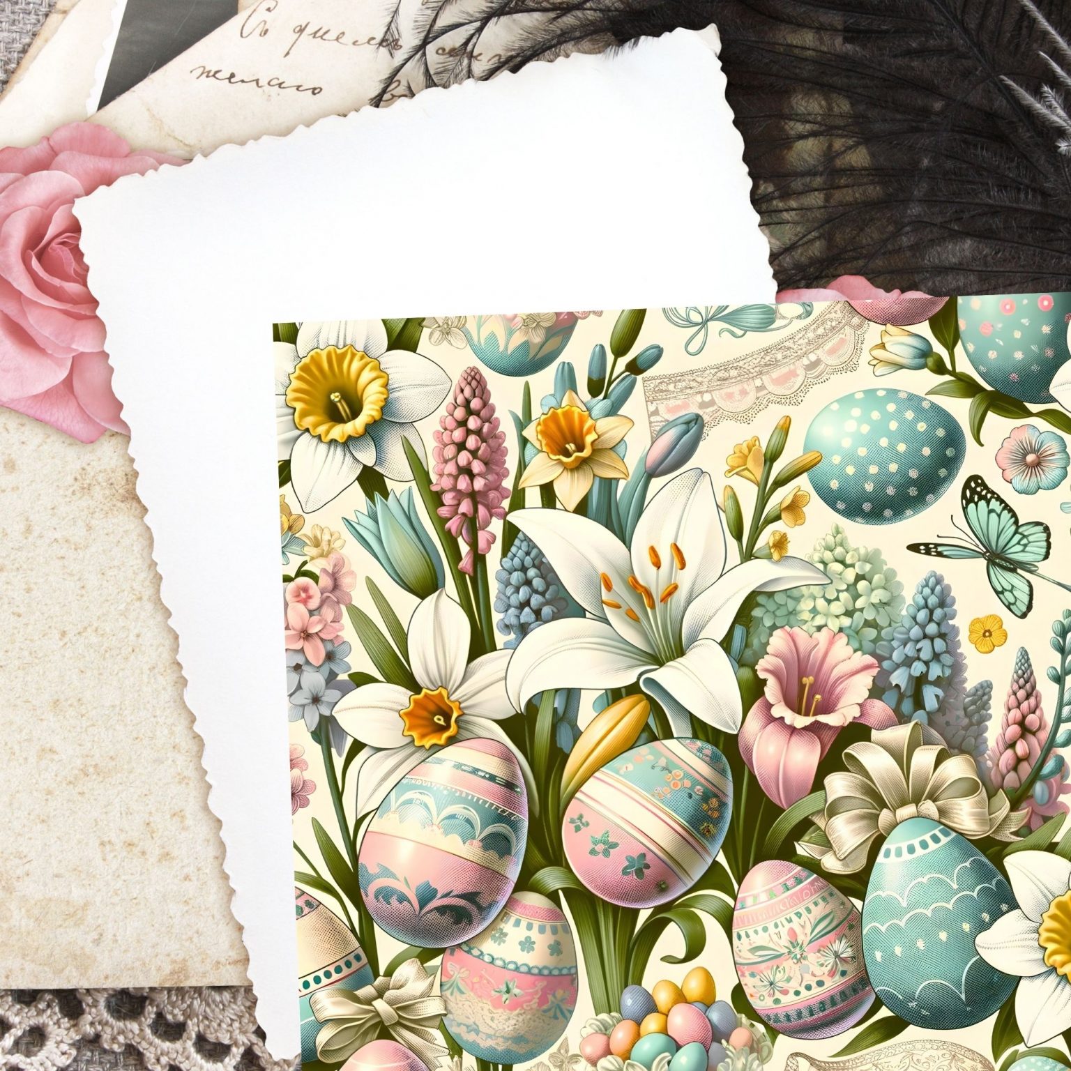 Vintage Floral Easter Scrapbook Paper Junk Journal and Paper Craft Pad ...