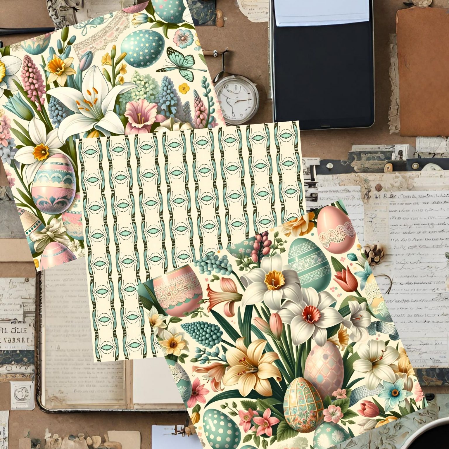 Vintage Floral Easter Scrapbook Paper Junk Journal and Paper Craft Pad ...