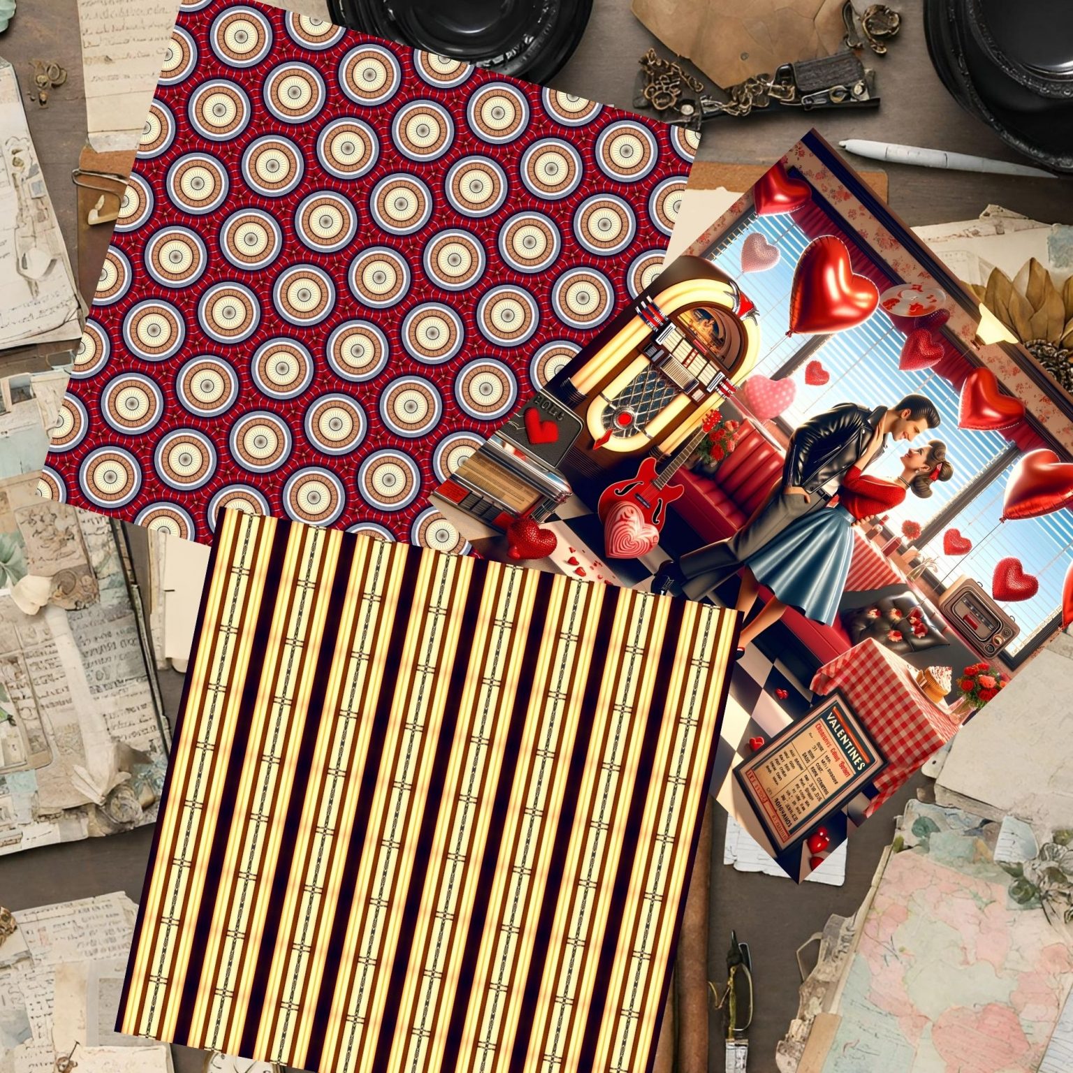 50s Diner Valentine Scrapbook Paper Junk Journal and Paper Craft Pad ...