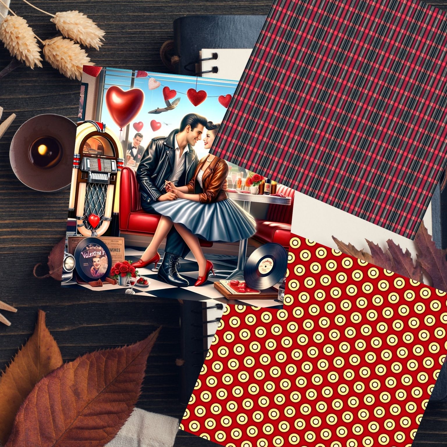 50s Diner Valentine Scrapbook Paper Junk Journal and Paper Craft Pad ...