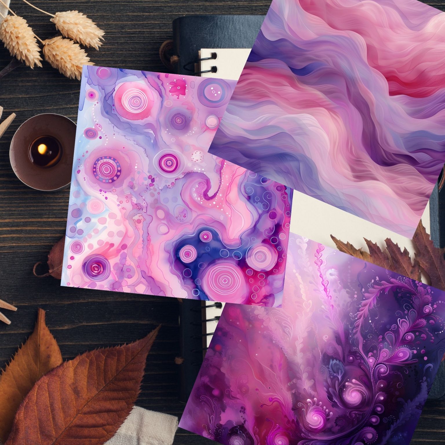 Whimsical Pink and Purple Backgrounds Junk Journal & Scrapbook Digital ...