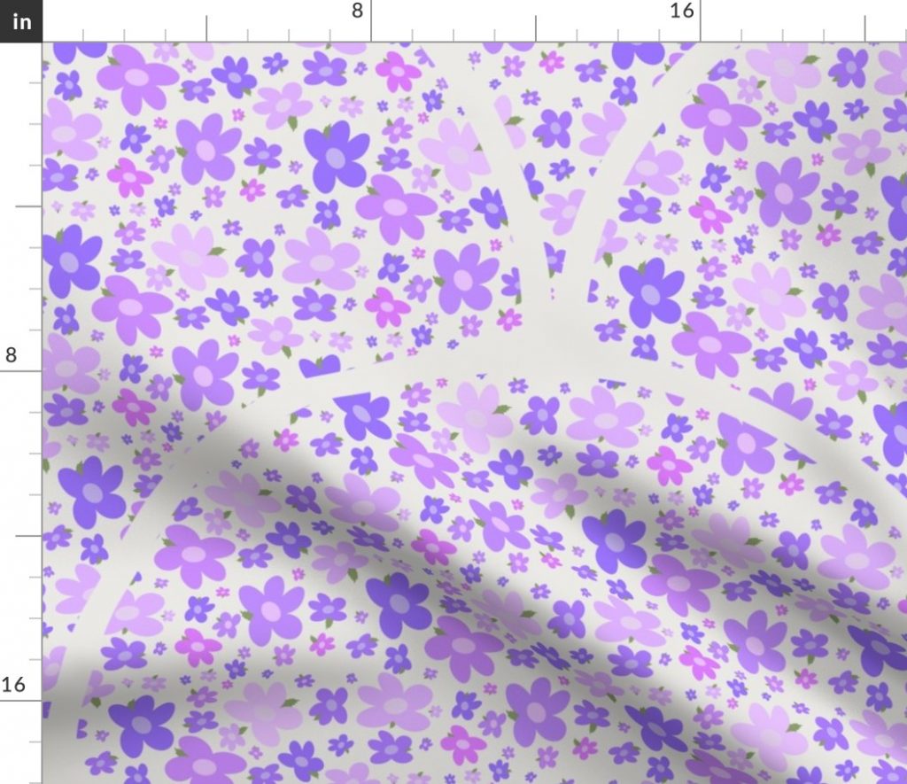 24” Lilac and Lavender Retro Florals Art Deco Scallop – Large – Petal ...