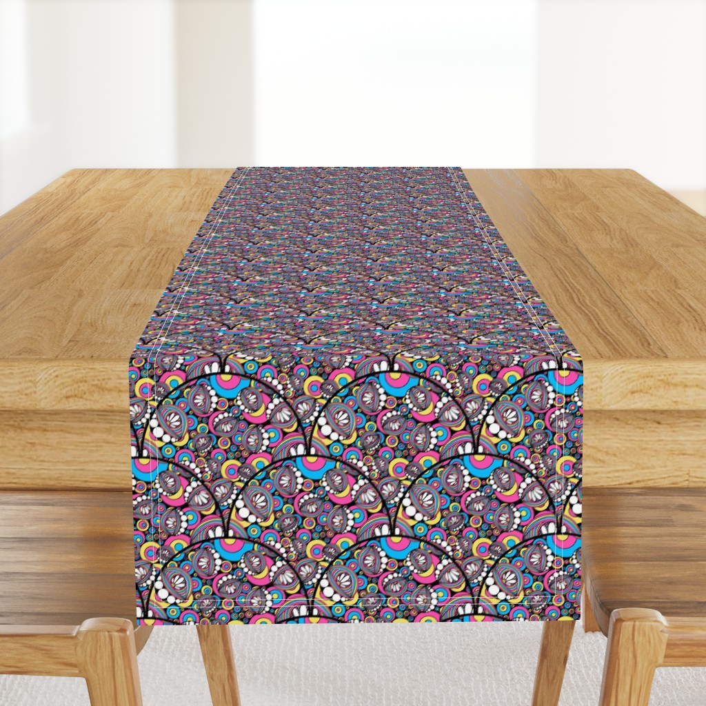6” 80s Aerobics Rainbow Daisy Doodle Art Deco Scallop – Small – Table ...