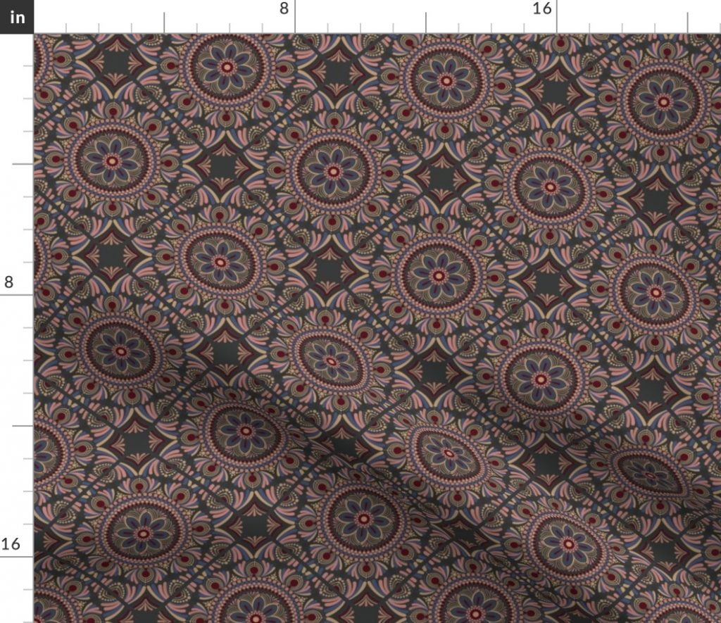 6” Royal Circle Rosette Dot Mandala Diamond Tile – Small Fabric ...