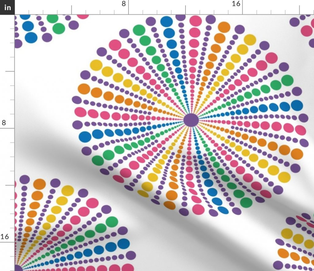 24” Maximalist Rainbow Sea Urchin Polka Dot Mandala – Medium Fabric ...