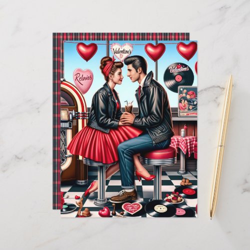 50s Diner Valentine Scrapbook Paper - Triplicate