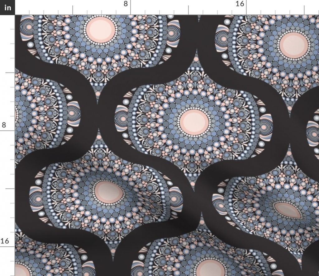 12” Ornate Apricot Serenity Dot Mandala Mid Mod Ogee – Medium Fabric ...