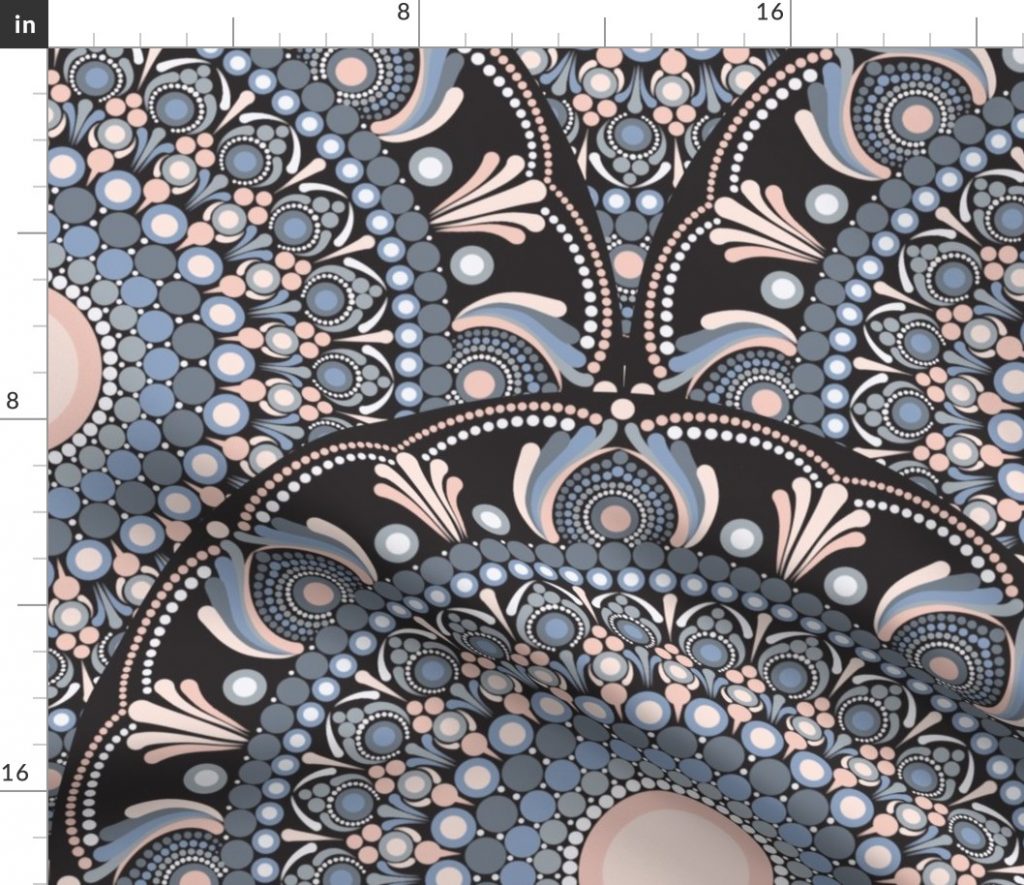 24” Ornate Apricot Serenity Dot Mandala Art Deco Scallop – Large Fabric ...