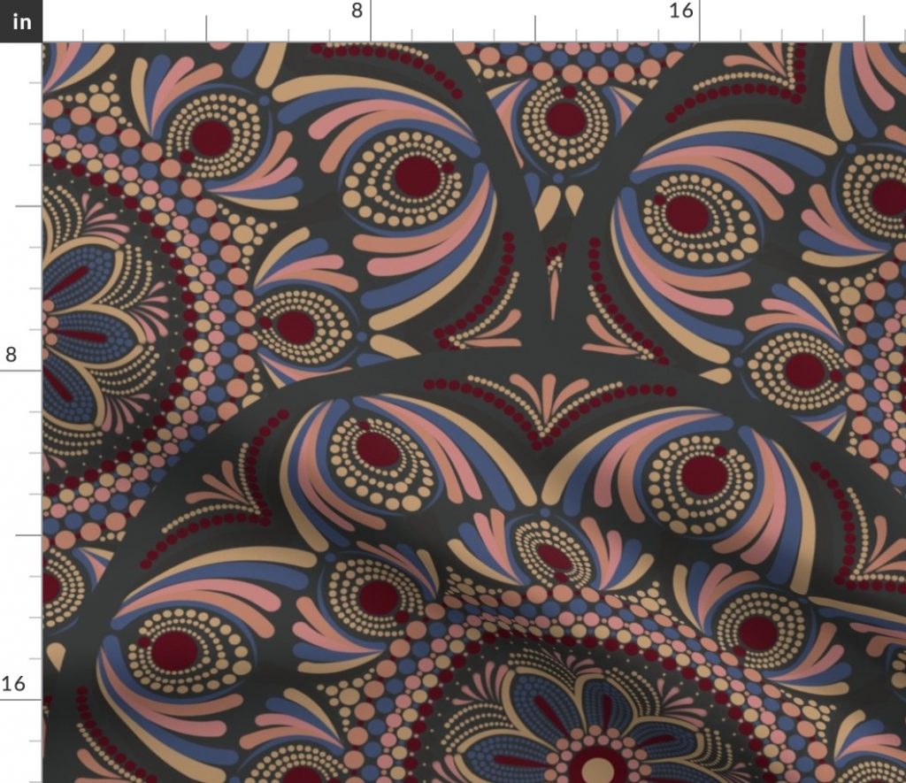 24” Royal Circle Rosette Dot Mandala Art Deco Scallop – Large Fabric ...