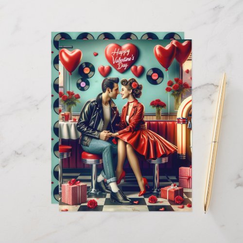 50s Diner Valentine Scrapbook Paper - Triplicate