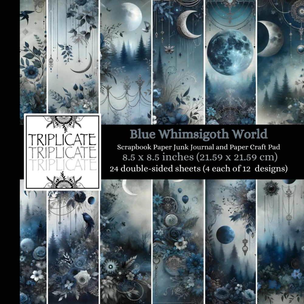 Blue Whimsigoth World Scrapbook Paper, Junk Journal and Paper Craft Pad ...