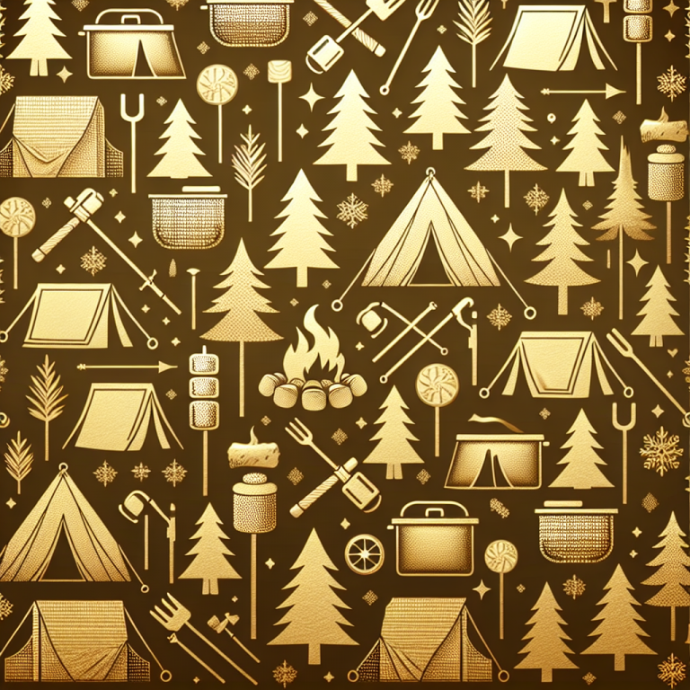 Free Printable Gold Camping pattern Scrapbook Paper - Triplicate