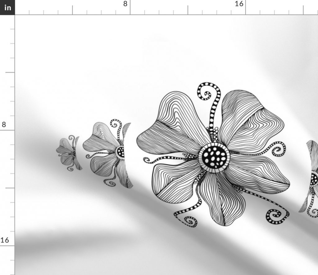 Monochrome Topography Flower Tangle – Petal Signature Cotton® - Triplicate