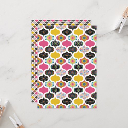 Printable Rainbow Retro Patchwork Scrapbook Paper Invitation - Triplicate