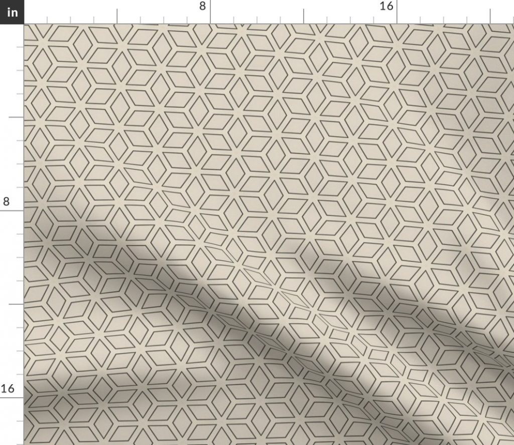 Vintage Sunflowers Geo Diamonds Fabric - Triplicate
