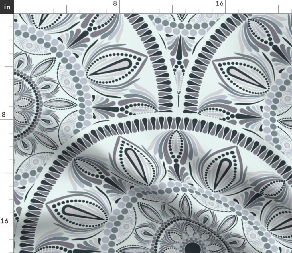 Large Floral Harmony Silver Smoke Mandala Art Deco Scallops – Petal ...