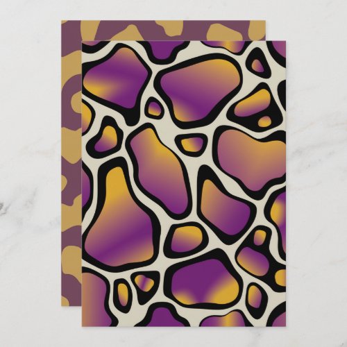 Printable Purple & Gold Cow Print Scrapbook Paper Invitation - Triplicate
