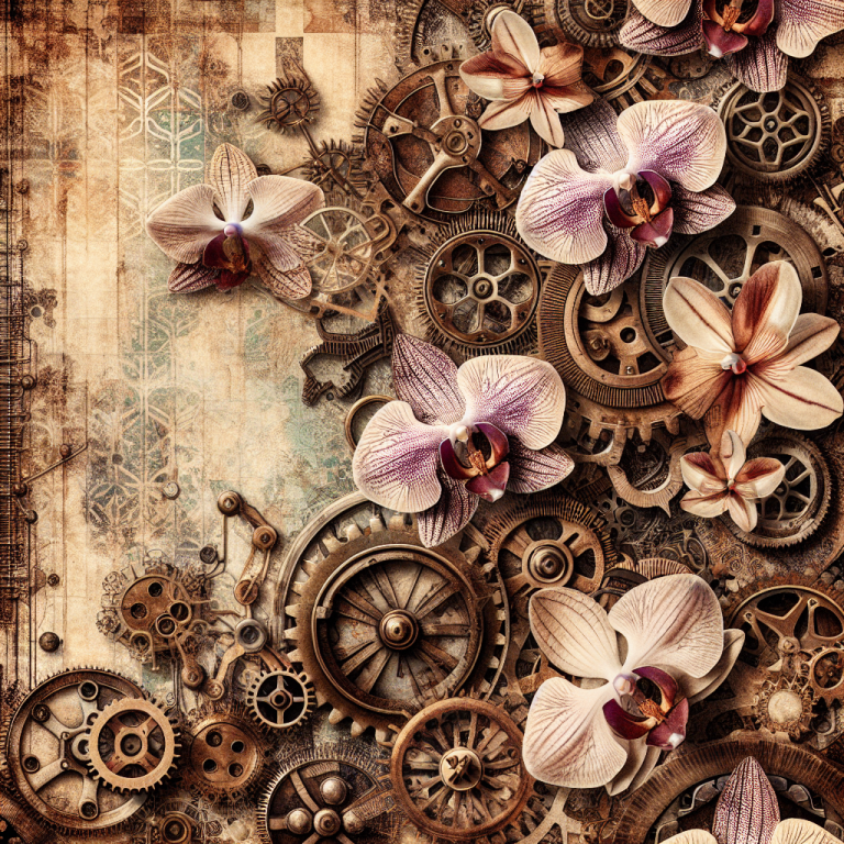 Free Printable Rustic Orchid Mechanique Steampunk Floral Scrapbook ...