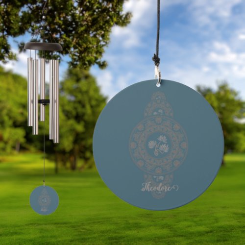 Personalized Gold Rococo Lotus Ornamental Mandala Wind Chime - Triplicate