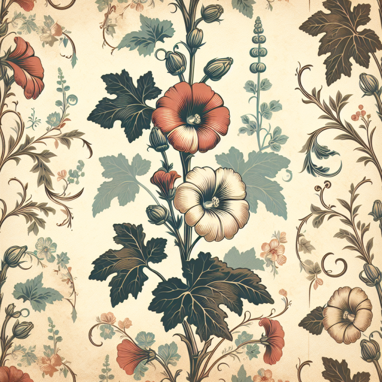 Free Printable Hollyhocks of the Holy Vintage Christian Scrapbook Paper ...